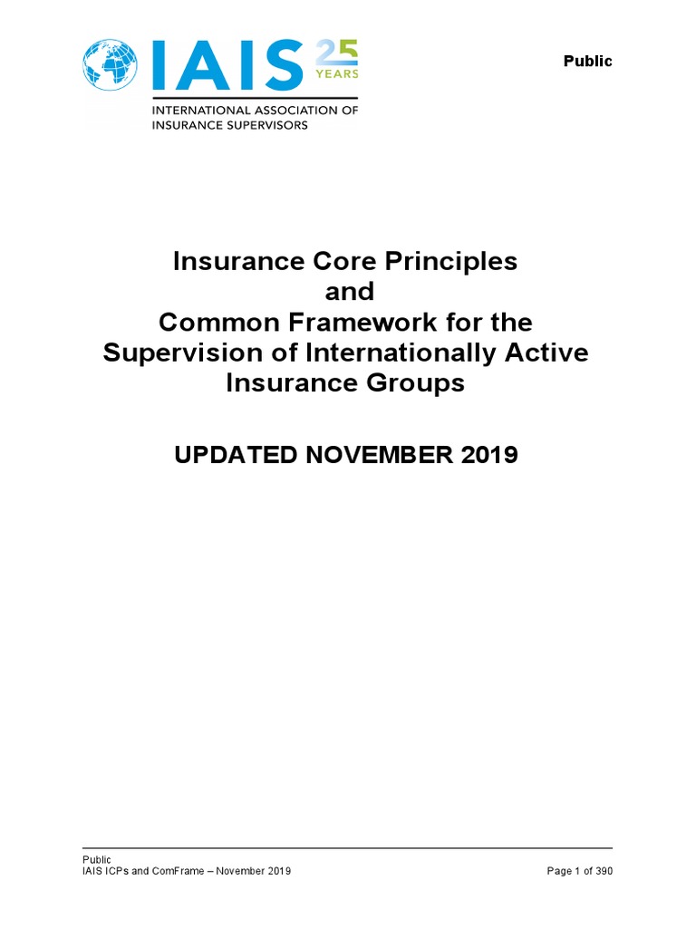 IAIS ICPs and ComFrame Adopted in November 2019 | PDF | Insurance ...