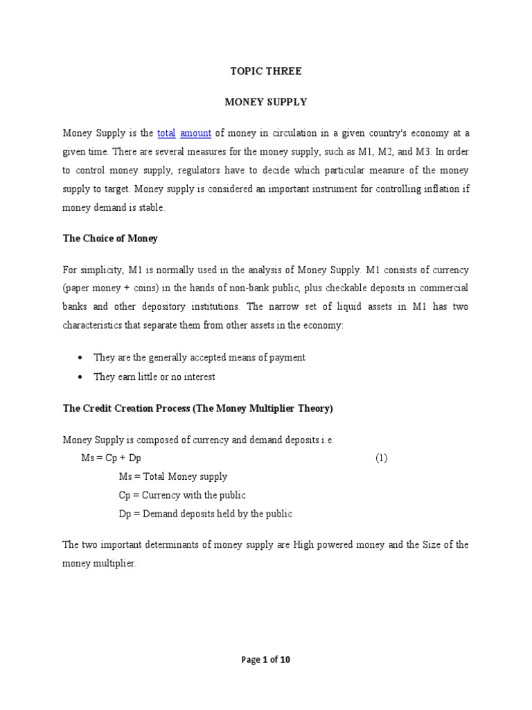 Money Supply and Inflation Targeting | PDF | Money Supply | Inflation ...
