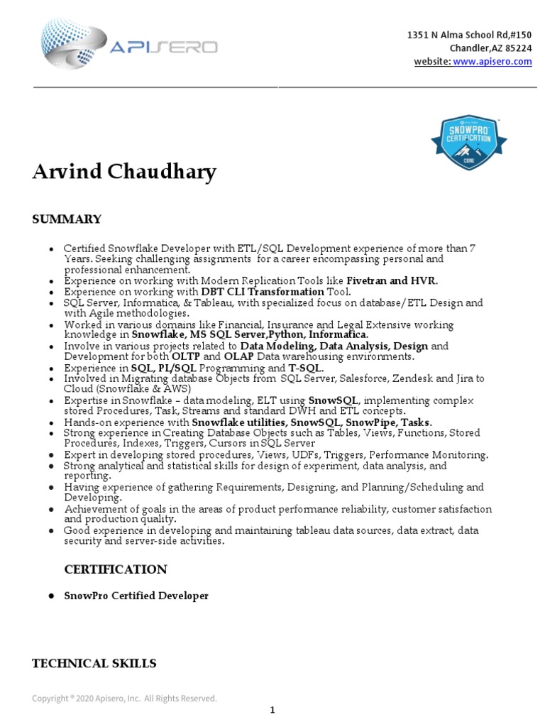 Arvind Chaudhary Resume | PDF | Microsoft Sql Server | Databases