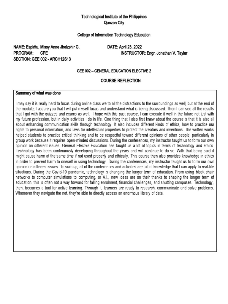 Gee 002 - General Education Elective 2 | PDF | Learning | Internet