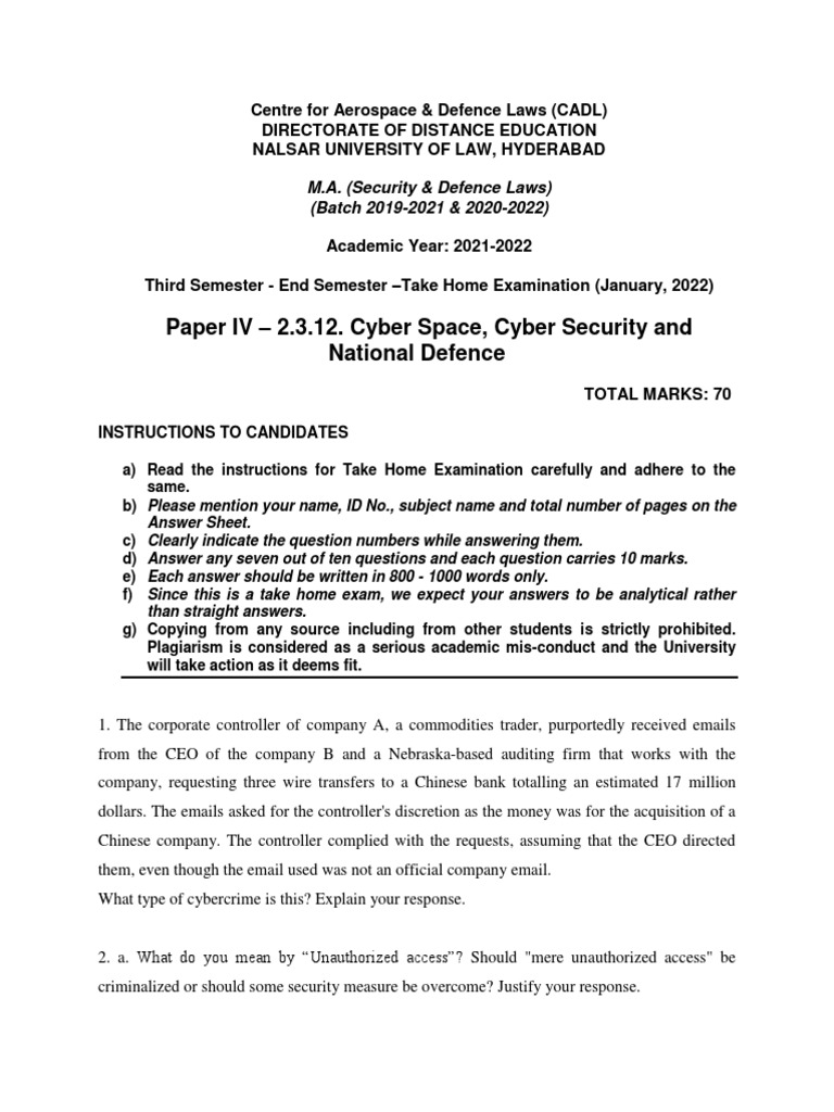 Paper IV - 2.3.12. Cyber Space, Cyber Security and National Defence ...