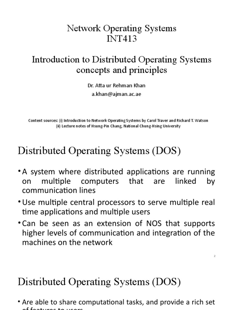4-5 Distributed Operating Systems Concepts and Principles + Comparison ... 4-5 Distributed Operating Systems Concepts and Principles + Comparison ...