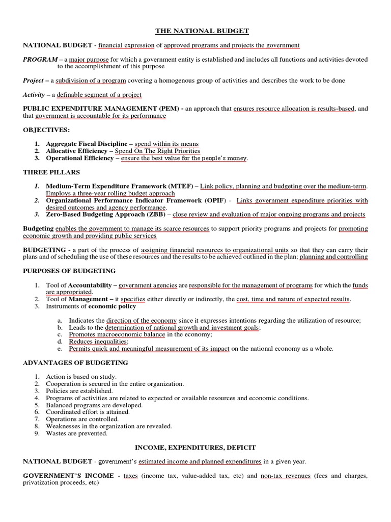 A Comprehensive Overview of National Budgeting: Objectives, Pillars ...