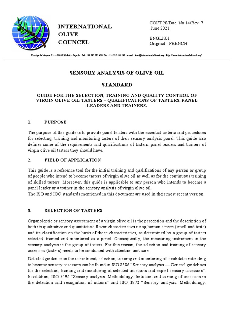 COI T.20 Doc 14 REV 7 2021 EN | PDF | Perception | Odor