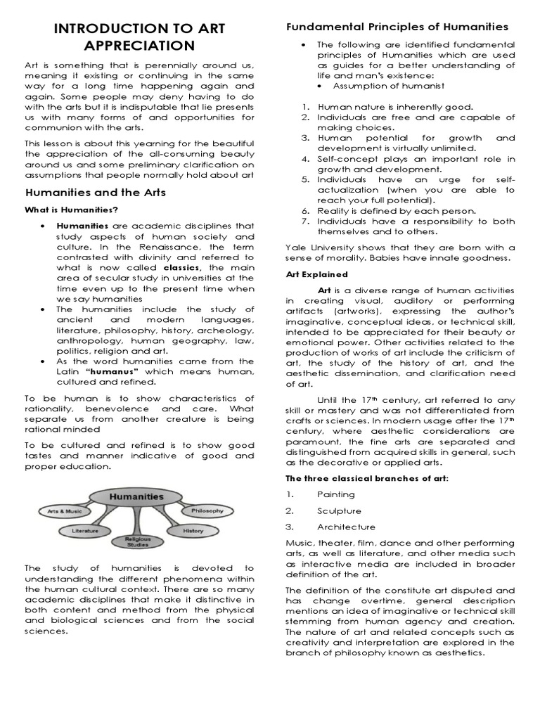 Introduction To Art Appreciation: Fundamental Principles of Humanities ...