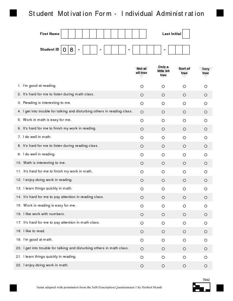 Student Motivation Assessment Form | PDF
