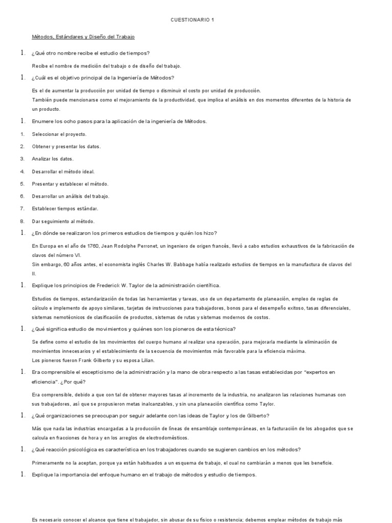 Cuestionarios de Metodos de Trabajo | PDF | Electromiografia | Músculo