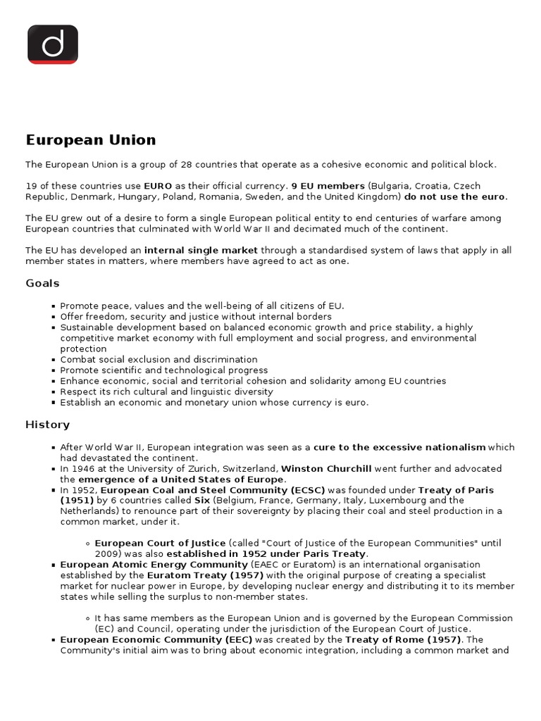 European Union: Goals | PDF | European Union | European Economic Community