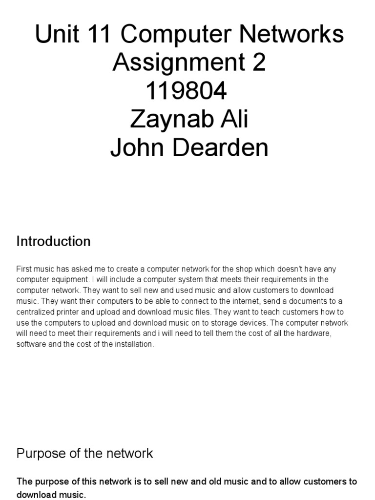 Unit 11 Computer Networks Assignment 2 2 Pdf Computer Network User Computing 