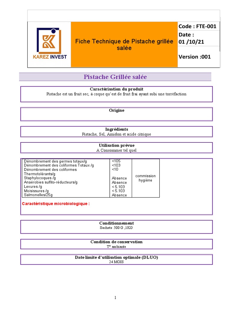 Fiche Descriptive Du Produit | PDF | Nutrition | Régime et nutrition