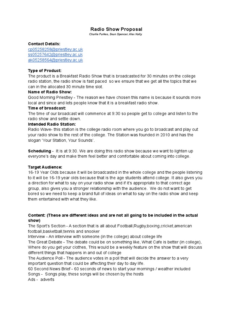 Radio Show Proposal | PDF | Bbc | European Convention On Human Rights