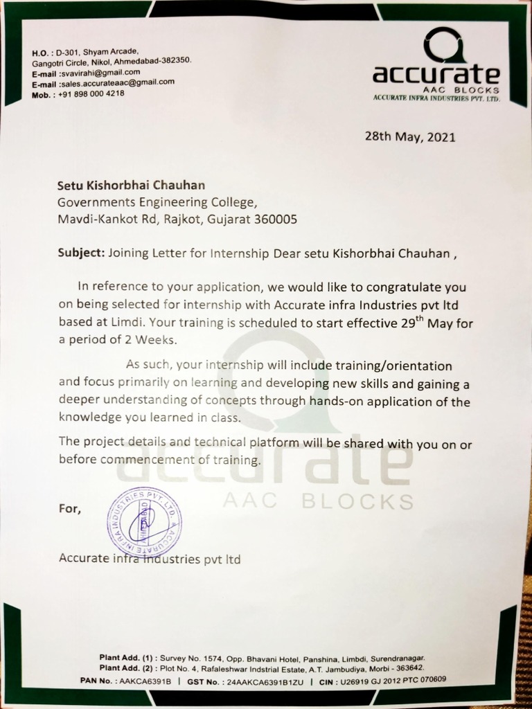 Joining Letter | PDF