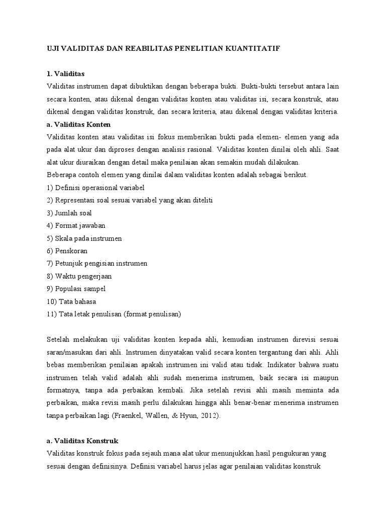 Uji Validitas Dan Reabilitas | PDF