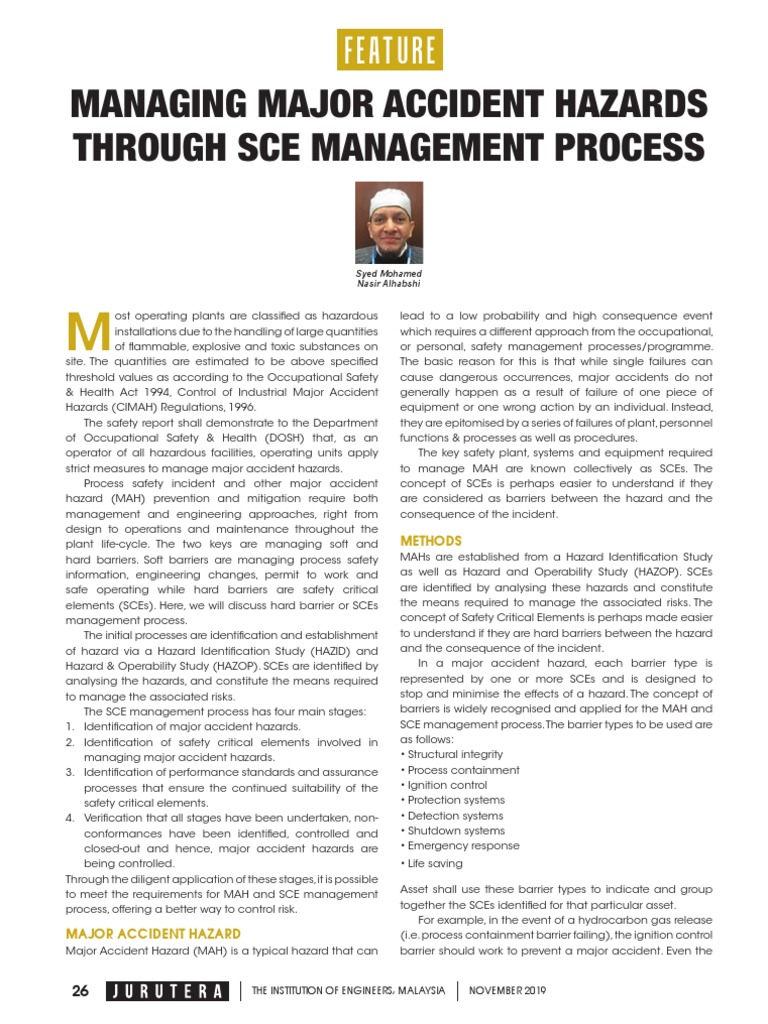 Managing Major Accident Hazards Through Sce Management Process | PDF ...