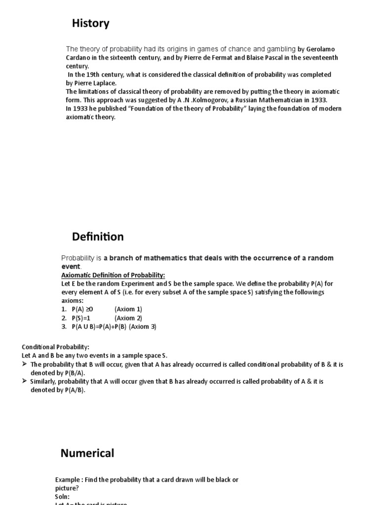 A Brief History of Probability Theory and its Axiomatic Foundations as ...