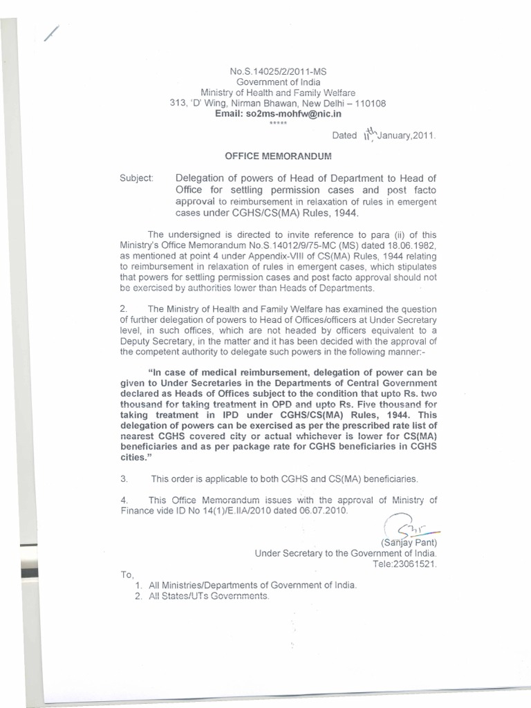 Delegation Of Powers Of HOD For Setting Permission Cases And Post Facto