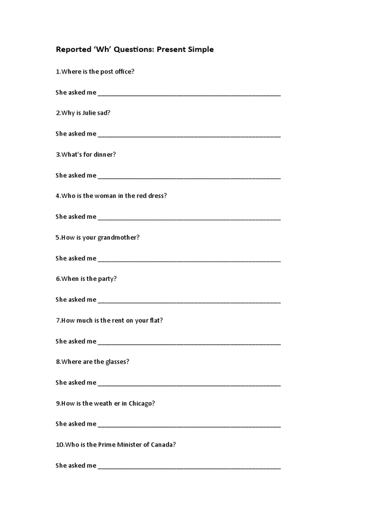English Reported Speech Practice | PDF
