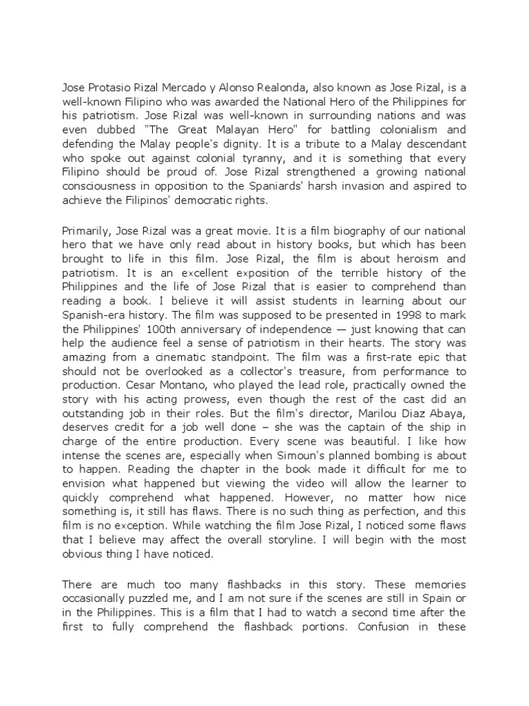 Critique Paper About Rizal | PDF | Philippines