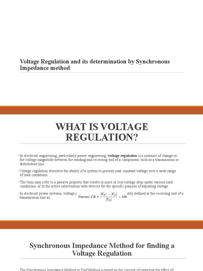 Voltage Regulation and Synchronous Impedance Method | PDF | Electrical ...