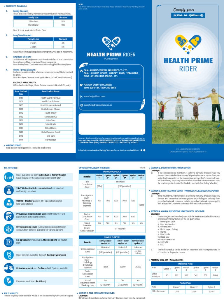 Health Prime Rider | PDF | Physician | Insurance