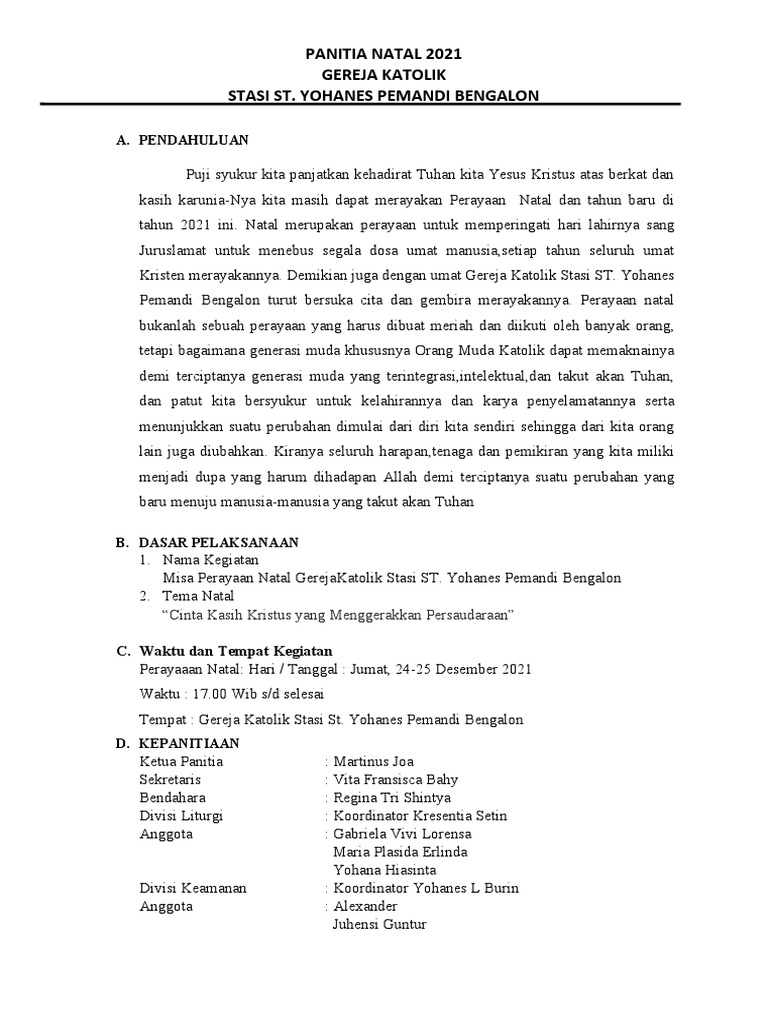 LPJ Kepanitiaan Natal 2021 | PDF