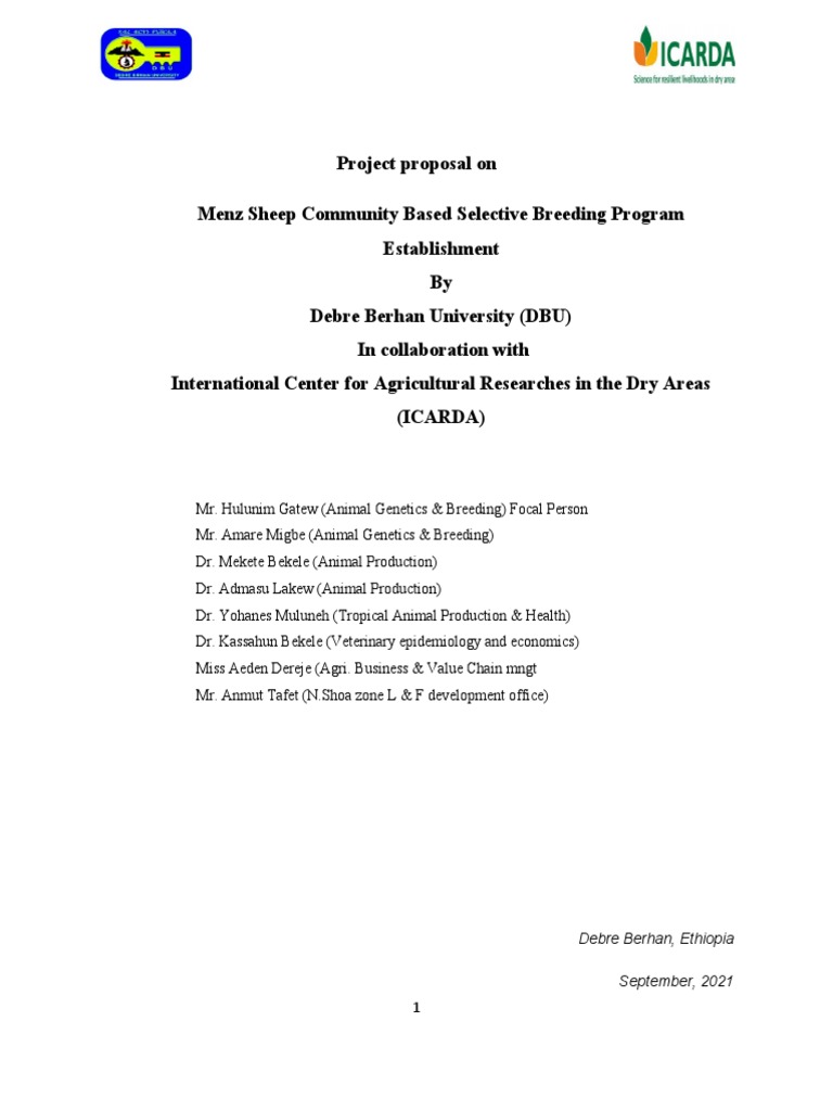 DBU CBBP Proposal | PDF | Sheep | Agriculture