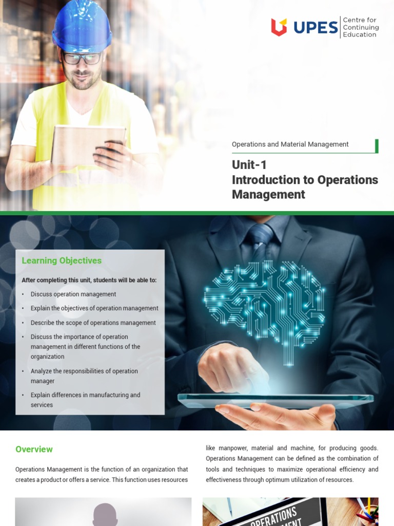 Unit-1: Introduction To Operations Management | PDF | Operations ...