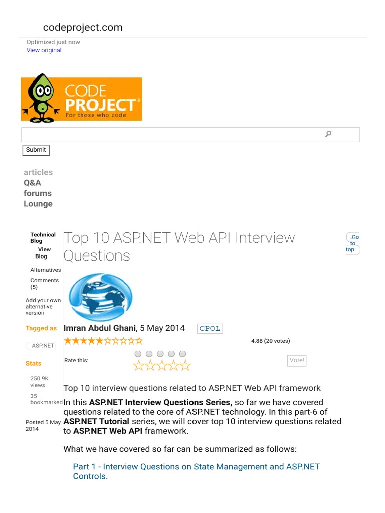 Top 10 ASP.NET Web API Interview Questions | PDF | Hypertext Transfer ...