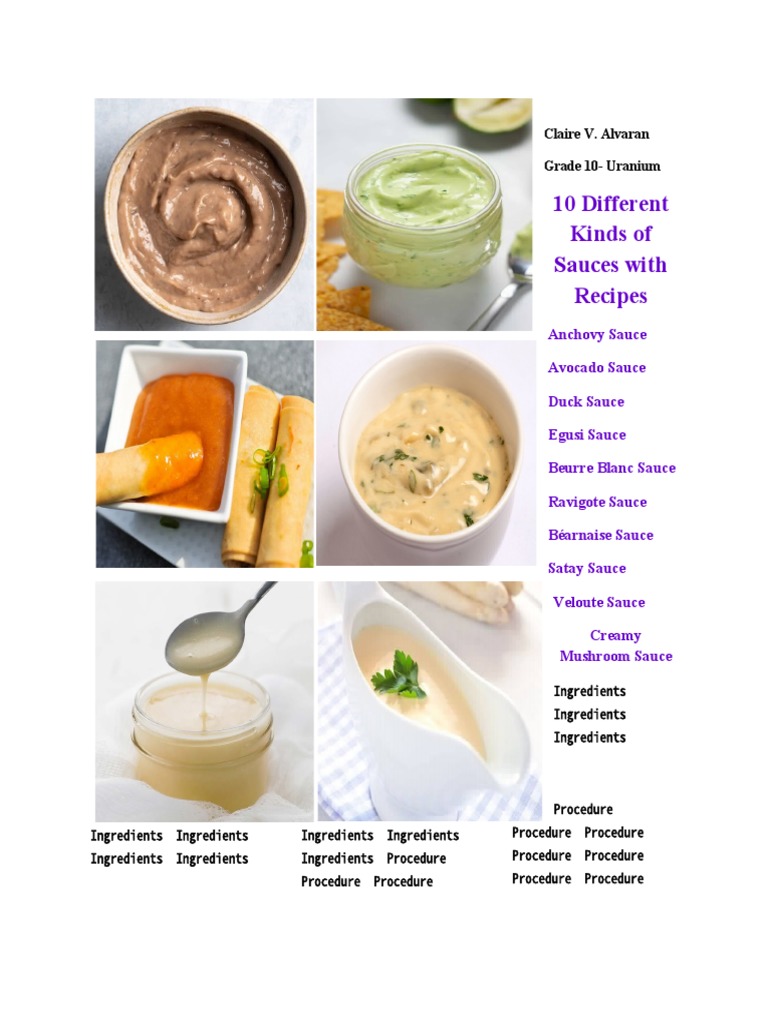 10 Different Kinds of Sauces With Recipes | Download Free PDF | Sauce ...