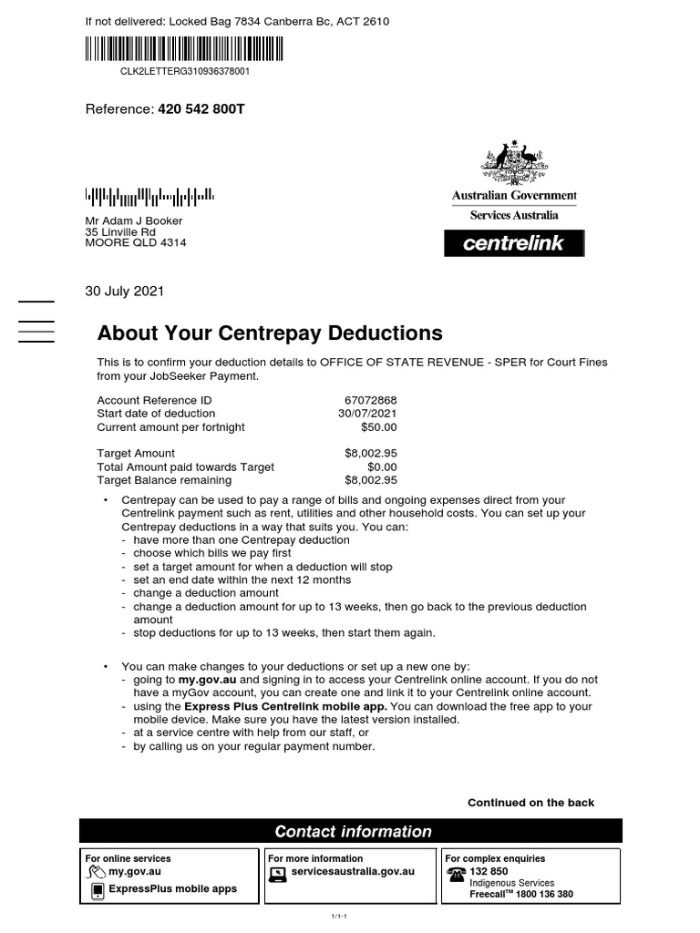 About Your Centrepay Deductions G310936378 | PDF | Privacy | Computing