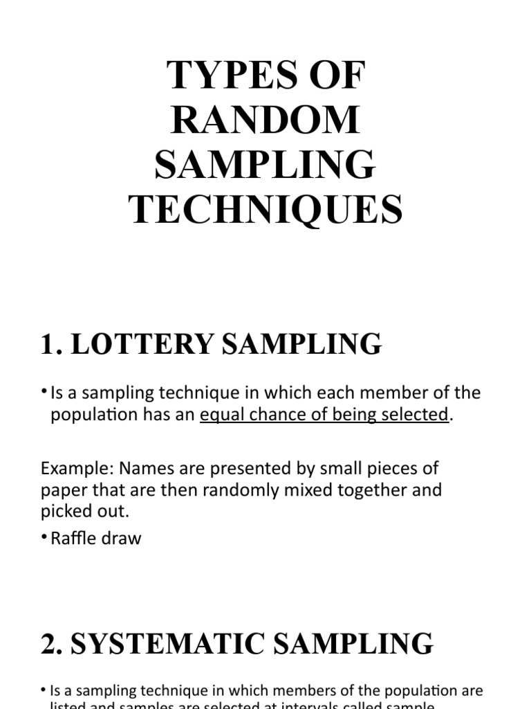 Random Sampling Techniques Explained | PDF