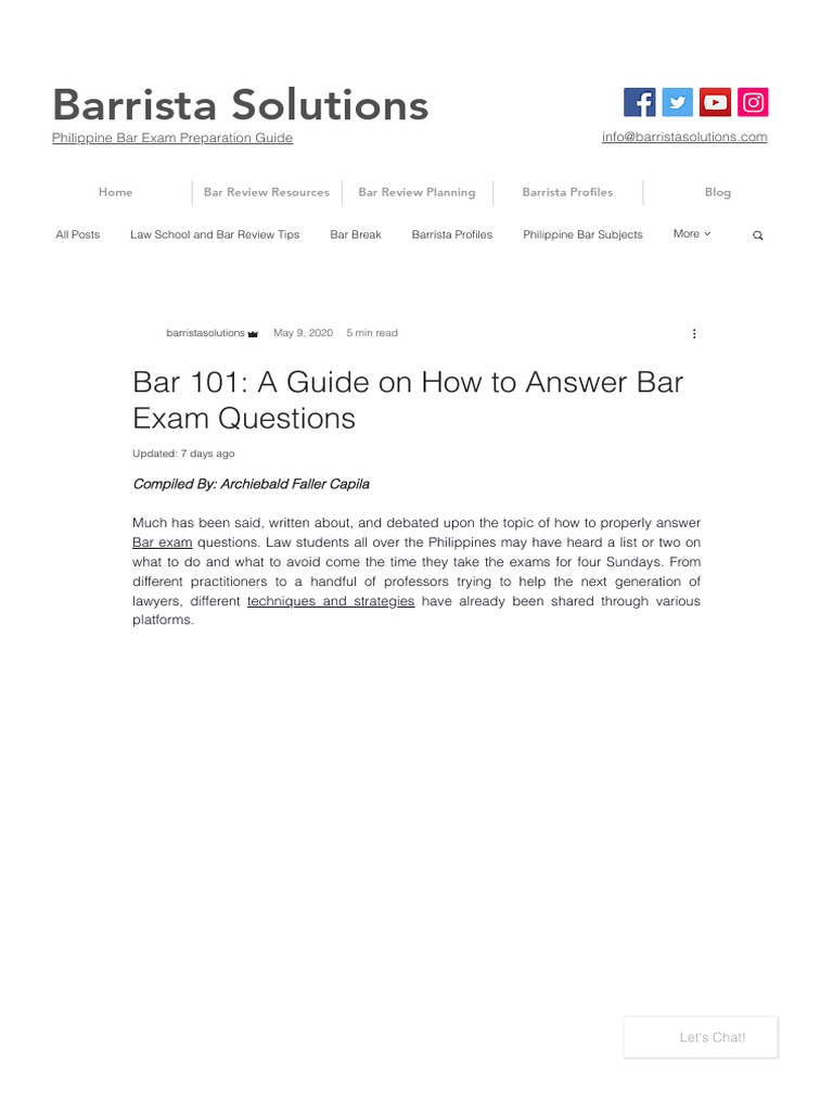 Bar 101 - A Guide On How To Answer Bar Exam Questions | PDF | Test ...