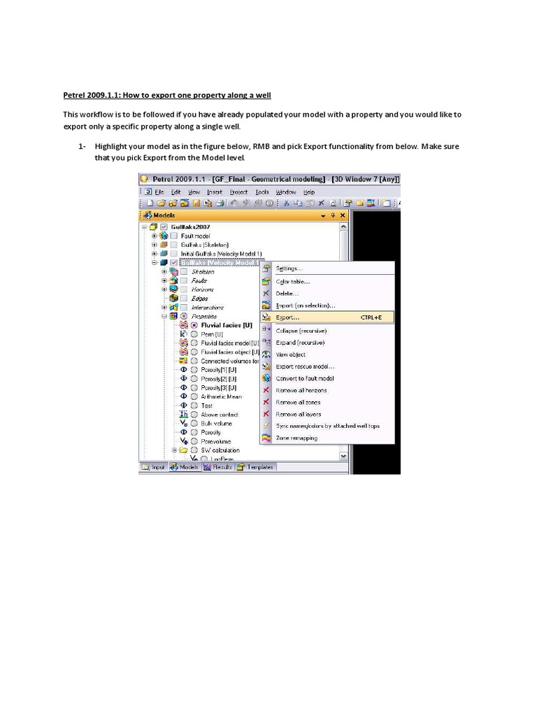 Export A Property Along A Well in Petrel | PDF