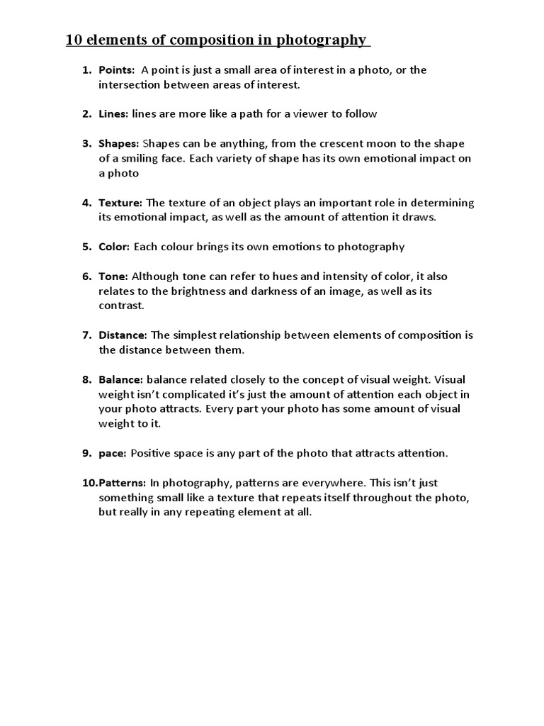 10 Elements of Composition in Photography | PDF