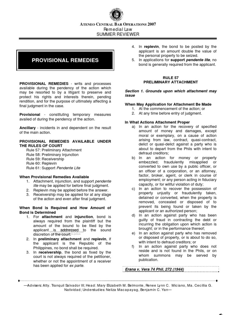 Ateneo 2007 Provrem-1 | PDF | Injunction | Receivership