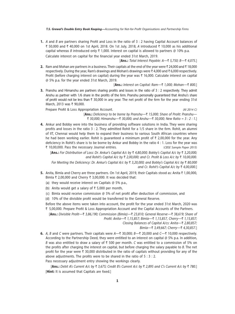 Additional Questions-2 | PDF | Partnership | Interest