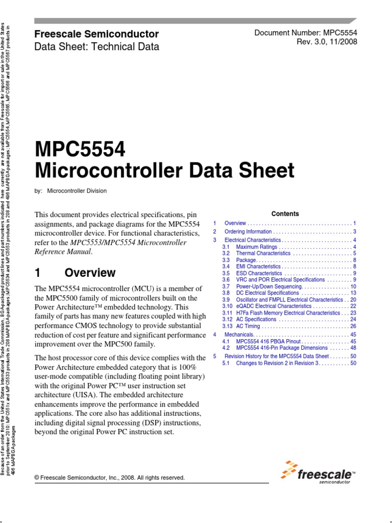 MPC5554 Microcontroller Data Sheet | PDF | Microcontroller | Information Age