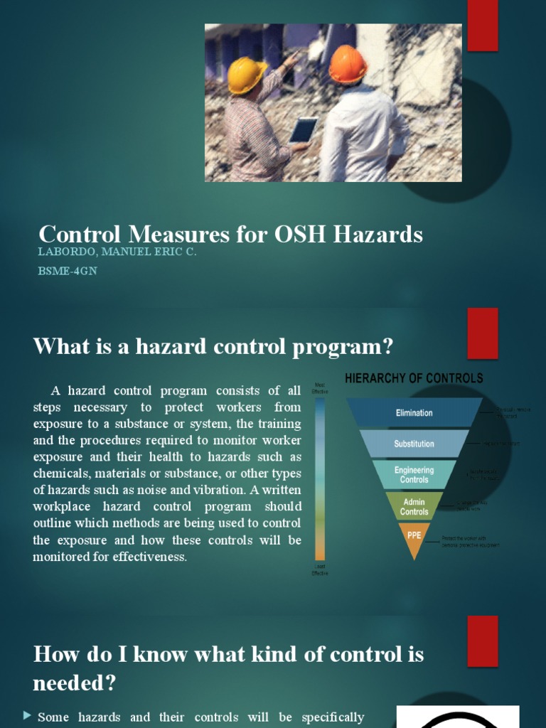 Control Measures For OSH Hazards-Labordo, M.E.-4GN | PDF | Personal ...