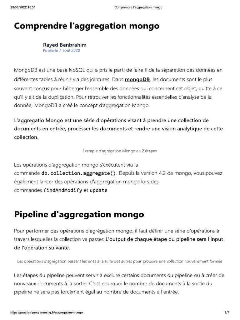 Comprendre L'aggregation Mongo | PDF