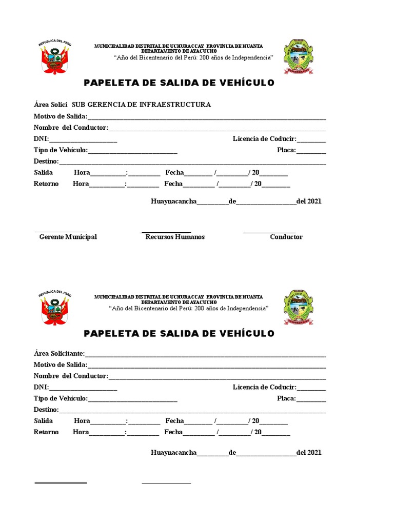 Papeleta de Salida | PDF