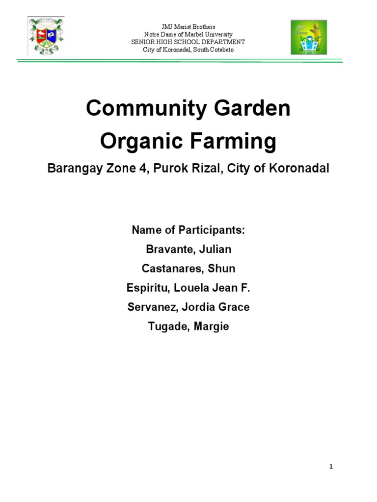 Community Garden Organic Farming: Barangay Zone 4, Purok Rizal, City of ...