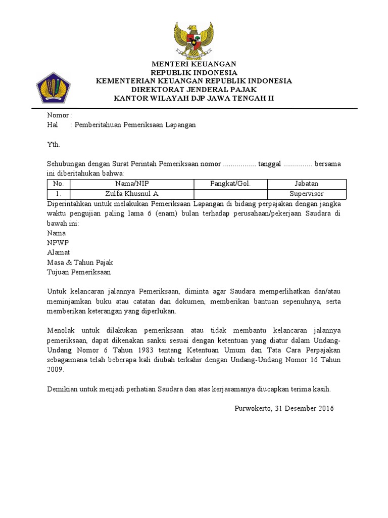 Contoh sp2dk 432889112-Surat-Panggilan-Pemeriksaan | PDF