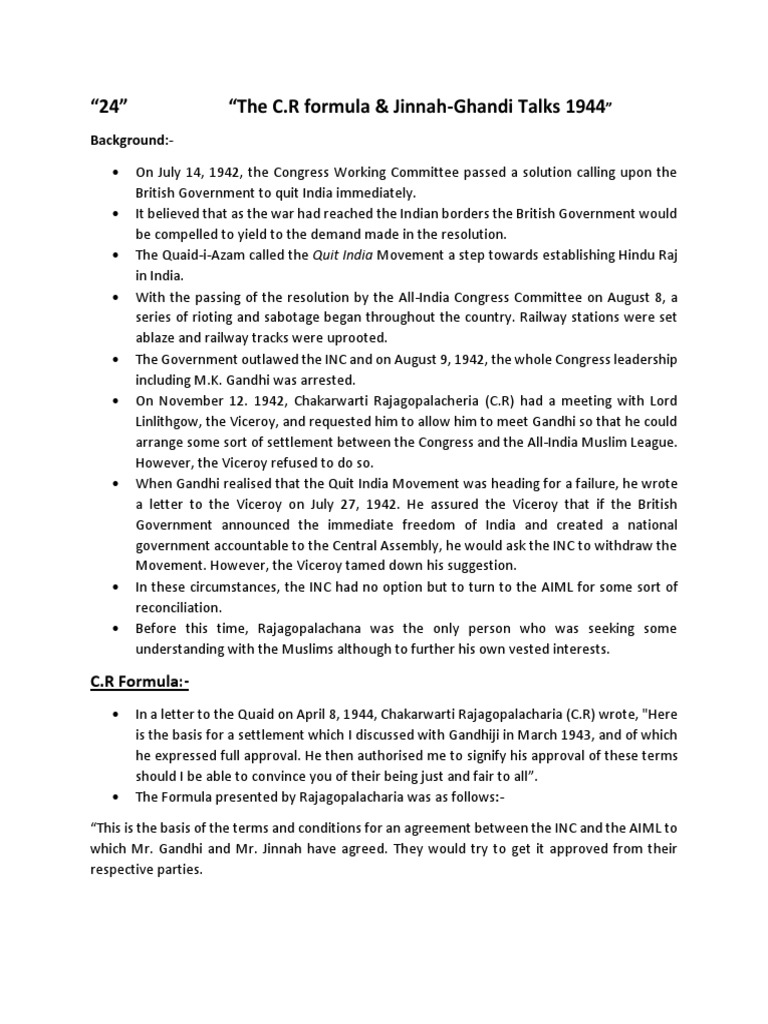 Jinnah Ghandi Talks 1944 | PDF | Muhammad Ali Jinnah | All India Muslim ...