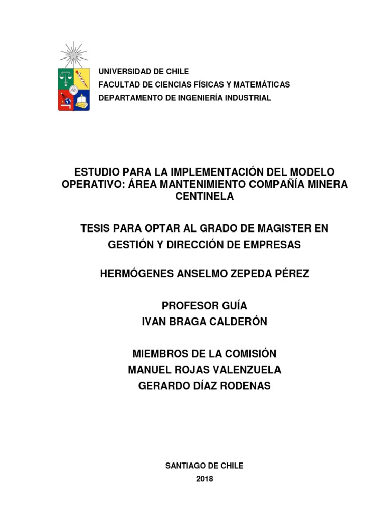 Estudio para La Implementación Del Modelo Operativo Área Mantenimiento ...