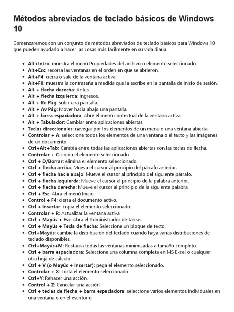 Atajos de Teclado de Windows 11 | PDF | Ventana (informática ...
