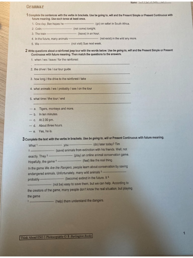 Think Ahead Burlington Books 3 - Module 3 pg1 | PDF