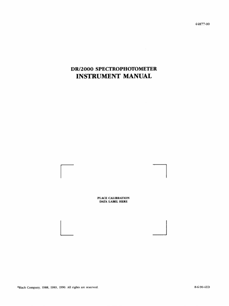 Instrument Manual-Hach DR-2000 | PDF