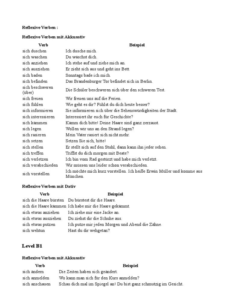 Liste Der Reflexiven Verben | PDF