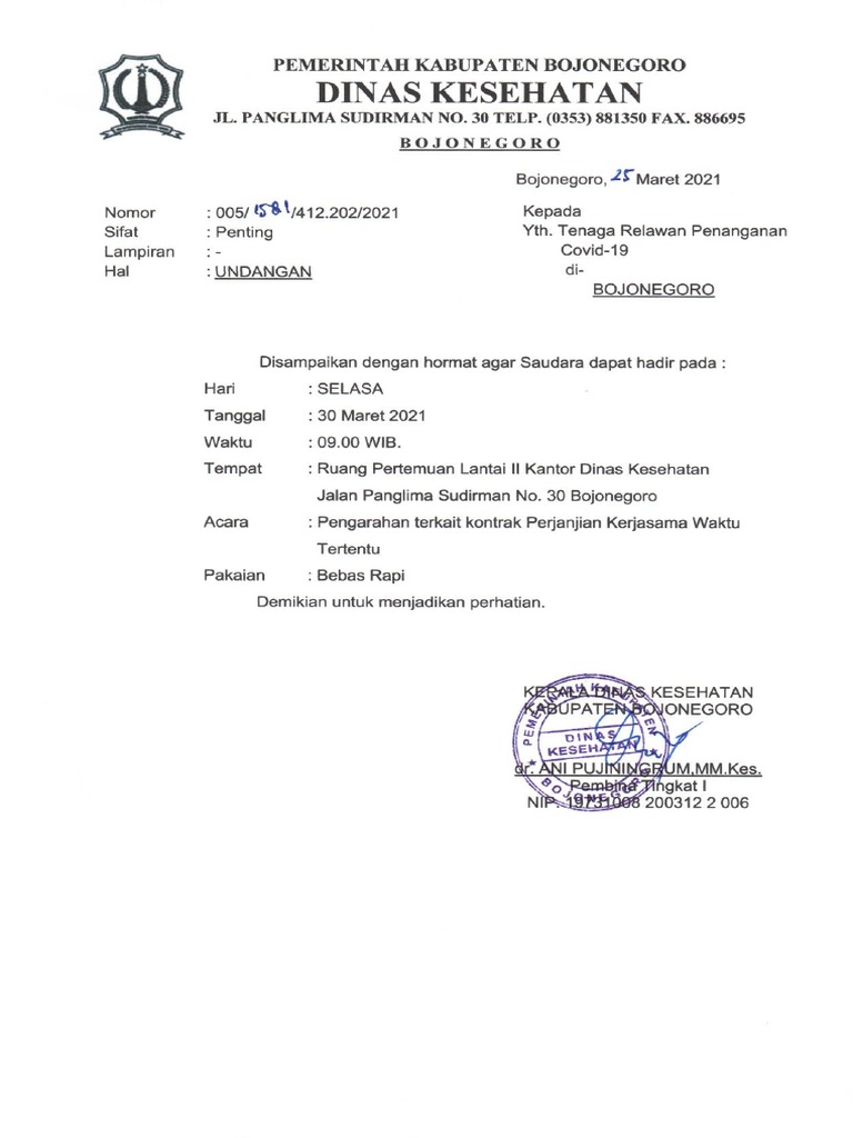 Undangan Tenaga Relawan COVID19 | PDF