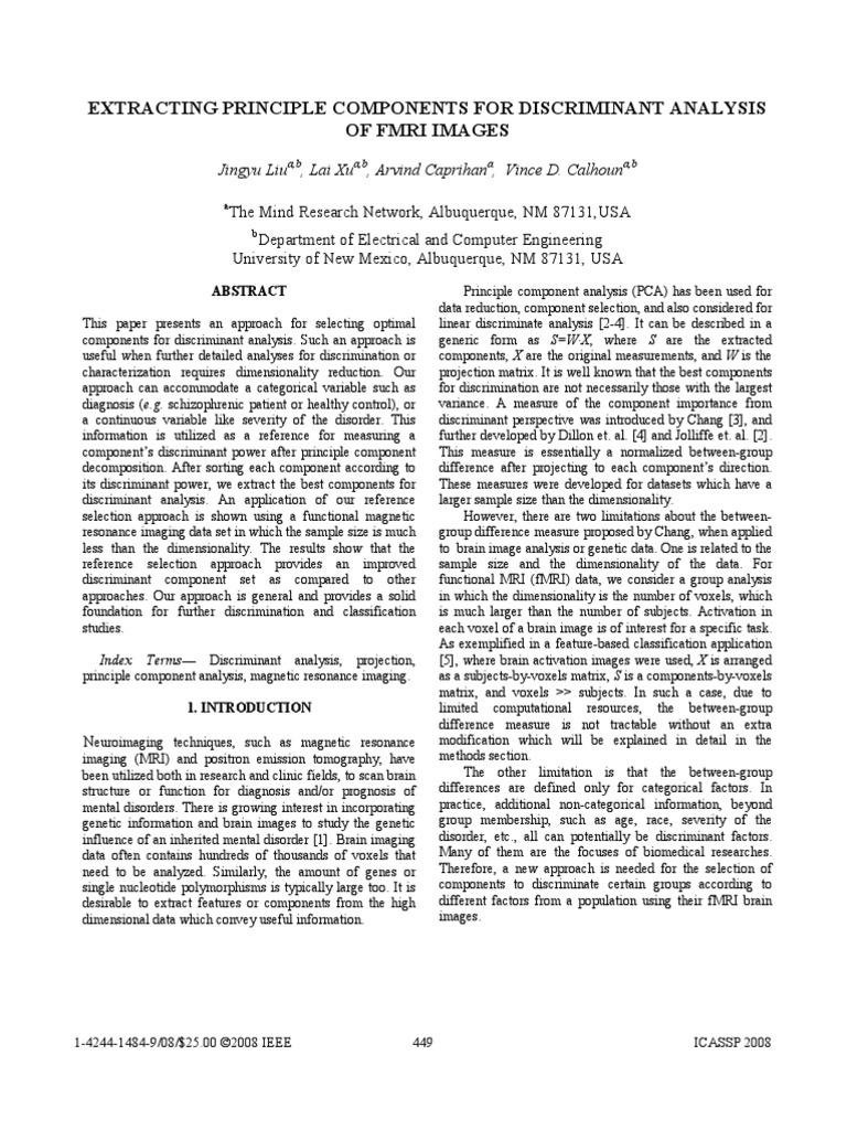 P 2008 Liu Extracting Principle Components For Ant Analysis of Fmri ...